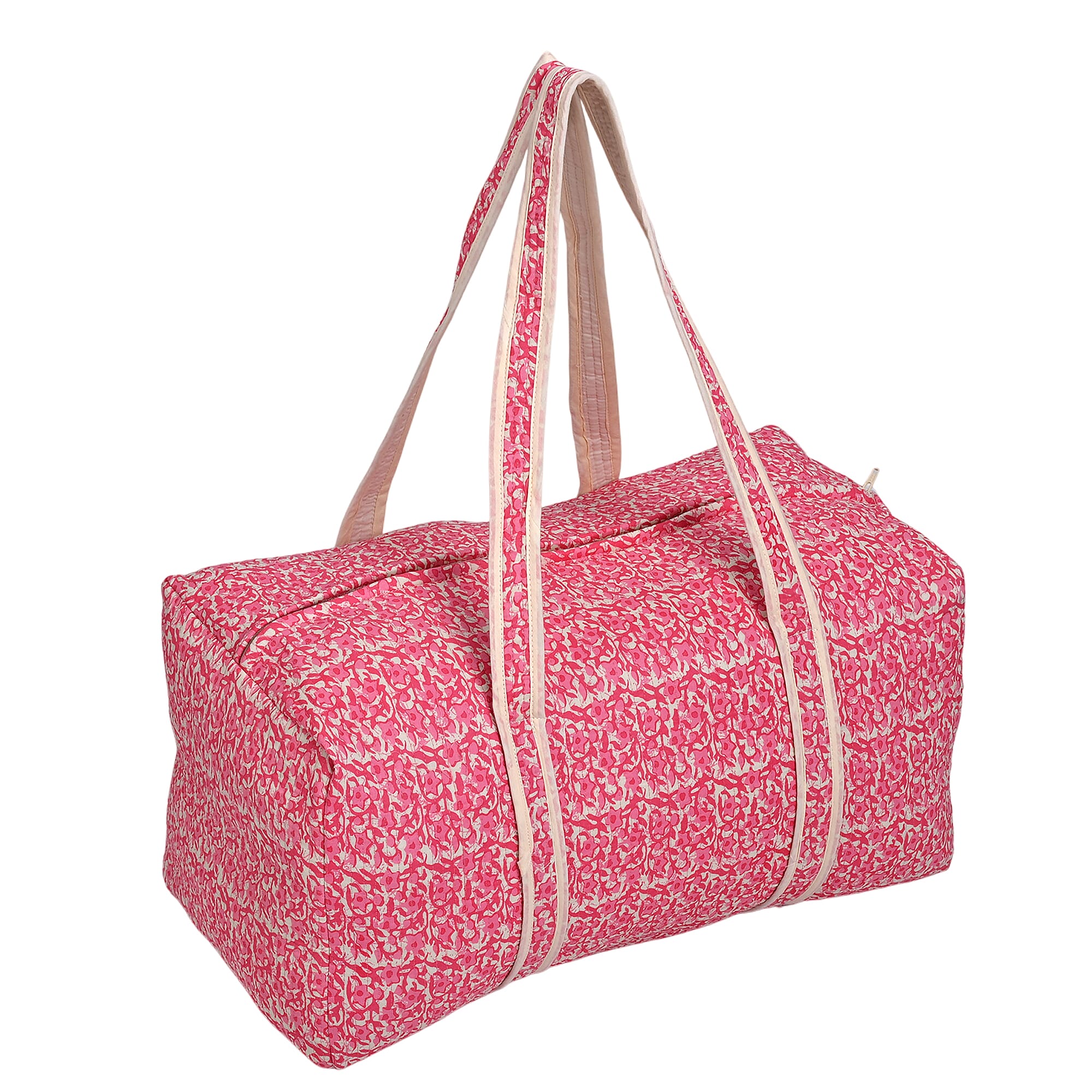 Cotton Quilted Travel Bag with Zipper Closure - 8086599 - TJC