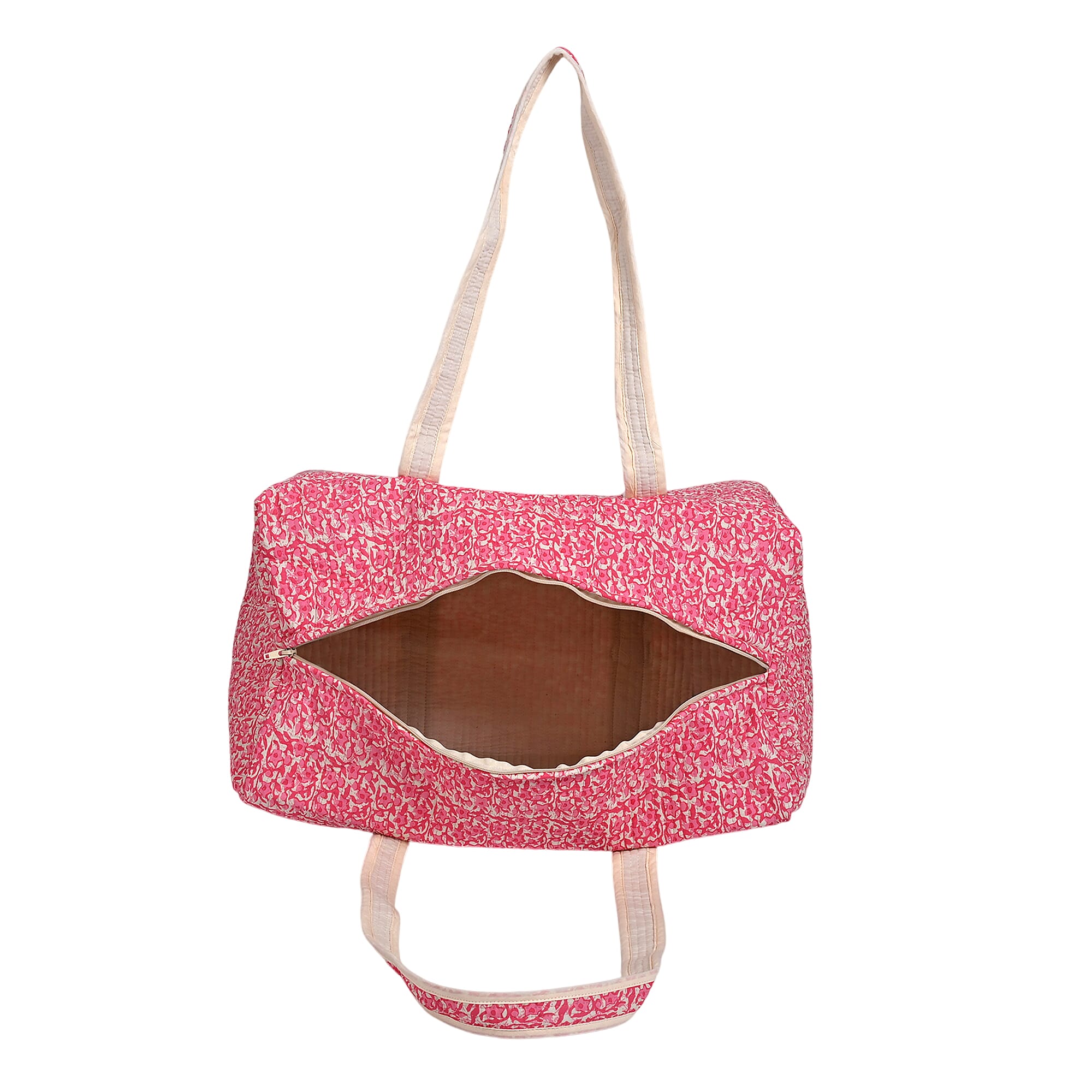 Cotton Quilted Travel Bag with Zipper Closure - 8086599 - TJC