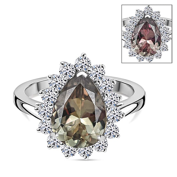 LUXURIANT 950 Platinum AAA Turkizite (4.06Ct.) and VS-E/F Lab Grown Diamond (1.01 Ct) Solitaire ...