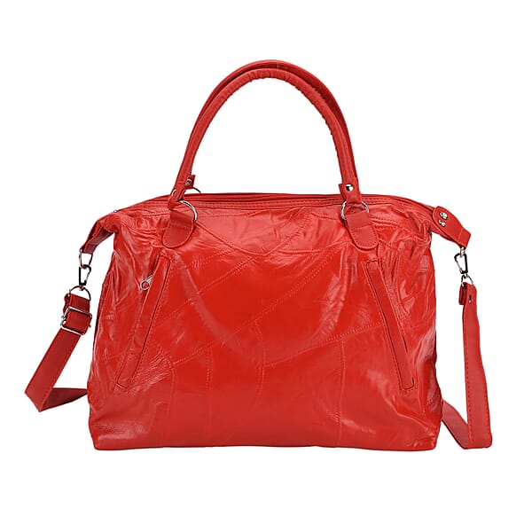 Closeout Deal - Genuine Leather Handbag with Adjustable Shoulder Strap ...