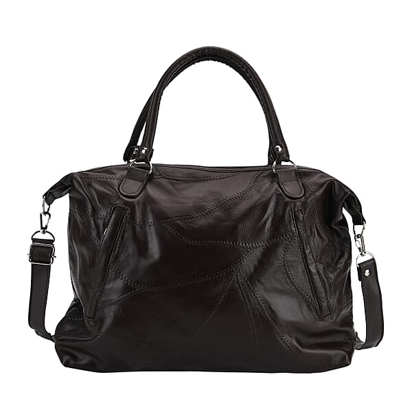 Closeout Deal - Genuine Leather Handbag with Adjustable Shoulder Strap ...