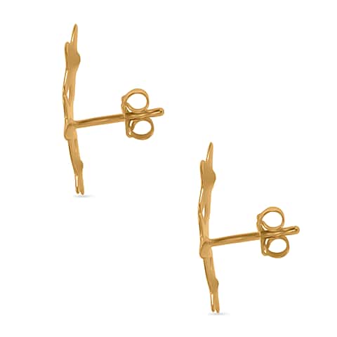 Maestro Collection - 9K Yellow Gold Star Crawler Earring with Push Back ...