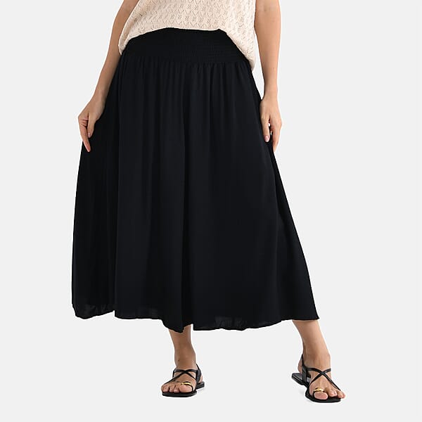 Tamsy Relaxed Fit Smocked Waist Culottes (One Size, 20inch Inside leg ...