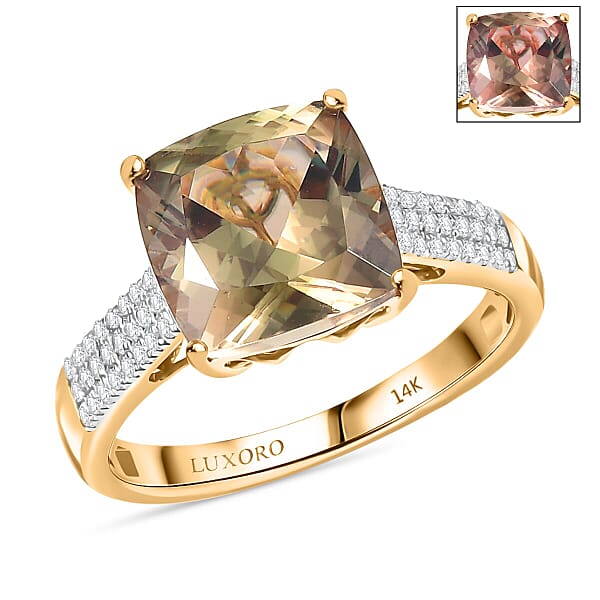 Certified and Appraised LUXORO 14K Yellow Gold AAA Turkizite, White ...