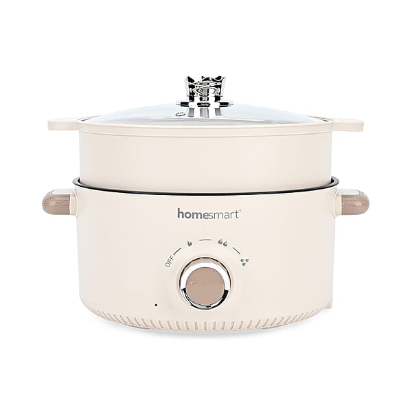 Homesmart Electric Cooking Pot with Steamer - 1000W Non-Stick Multi ...