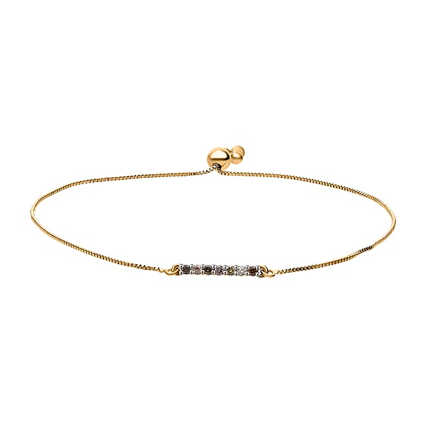 Multi Diamond Adjustable Bracelet (Size - 6.5 to 8) in Vermeil Yellow ...