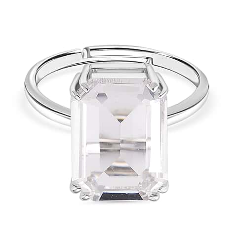 Austrian White Crystal Solitaire Adjustable Ring - 8162368 - TJC