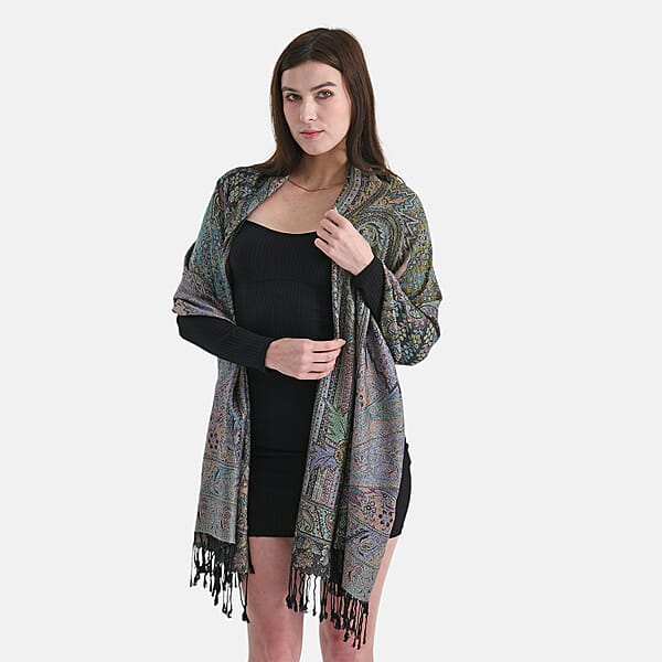 Printed Scarf with Tassels - 2398165886 - TJC