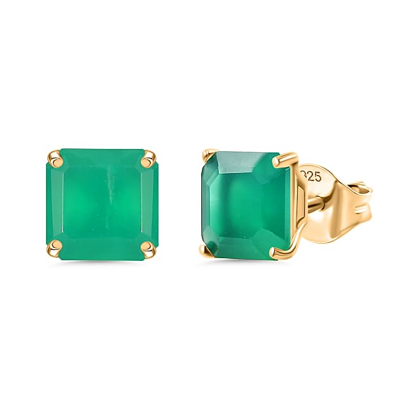 D'joy Green Onyx Solitaire Stud Push Post Earring in 14K Yellow Gold ...
