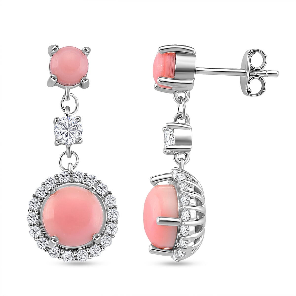 Queen Conch Shell and Moissanite Dangling Earring with Push Back in ...