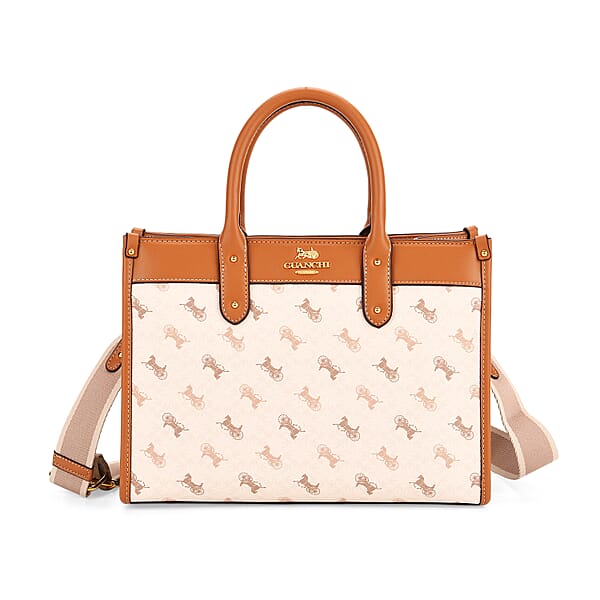 Guanchi Tote Bag with Detachable Shoulder Strap - Cream, Black & Tan ...
