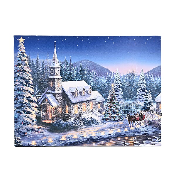 Christmas Idyllic LED Lit Scene (30 x 40cm) - Snow Church - 8195188 - TJC