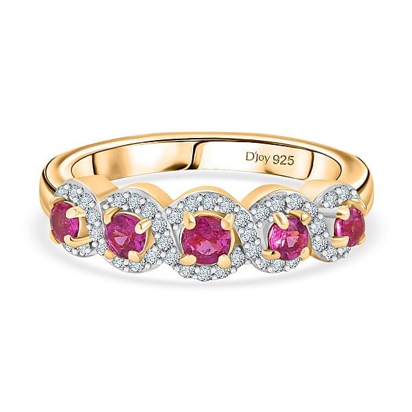 Natural Unheated Ruby & White Zircon Ring in 18K Vermeil Yellow Gold ...