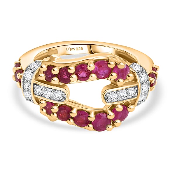 African Ruby & Zircon Ring in 14K Gold OverlaySterling Silver - M8201507 - TJC