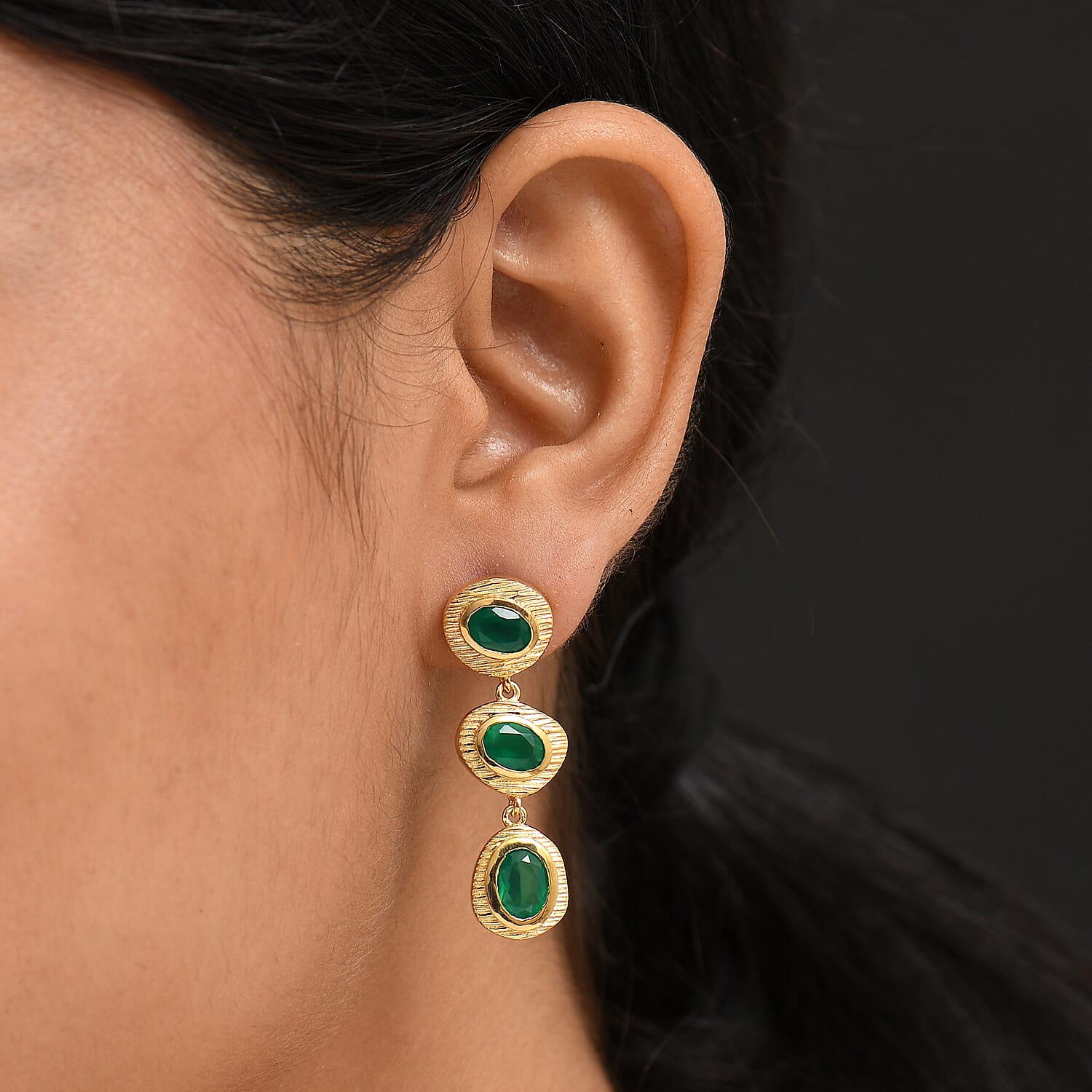 Ever True Dangling Earring with Push Back in Yellow Gold Plating 5.16 ...