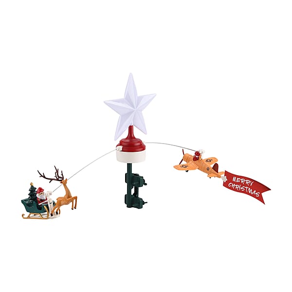 Rotating Santa Claus in Sleigh or Plane Figures Christmas Tree Topper ...