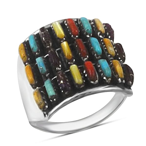 Santa Fe Collection 2 Ct. Multi Gemstones Ring in Sterling Silver ...
