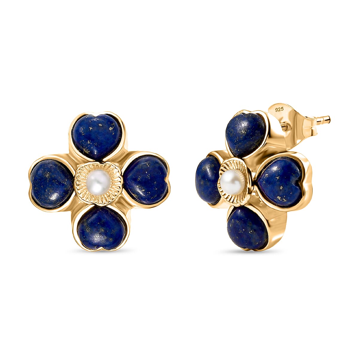 Ever True Lapis Lazuli & Fresh Water Pearl Earring with Push Back in ...