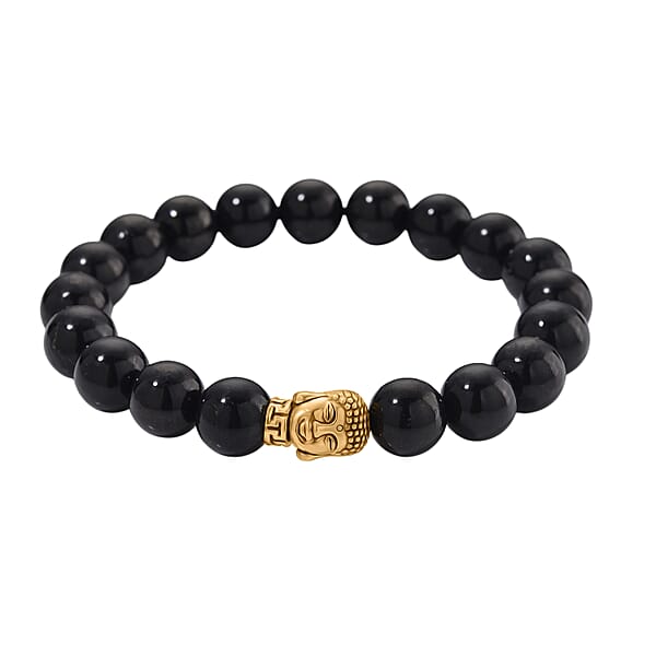 Natural Shungite Buddha Charm Bracelet (Size 7 BR-Stretchable) with ...