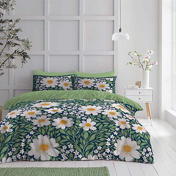 Evergreen Daisy Reversible Set of 3 - Duvet Cover, 1 Pillowcase and ...