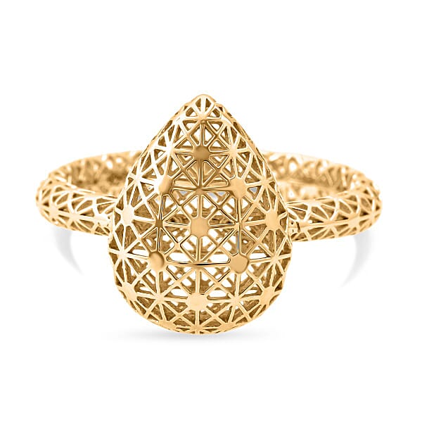 Treasure of Siam - Sterling Silver Openwork Teardrop Ring in Yellow ...