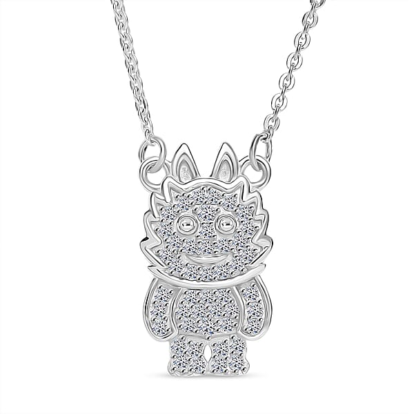 LUXURIANT Lab Grown Diamond Labubu Doll Necklace (Size - 20) in Rhodium ...