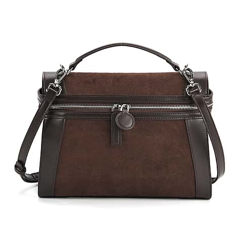 Grand Pelle Genuine Leather Satchel Handbag with Shoulder Strap ...