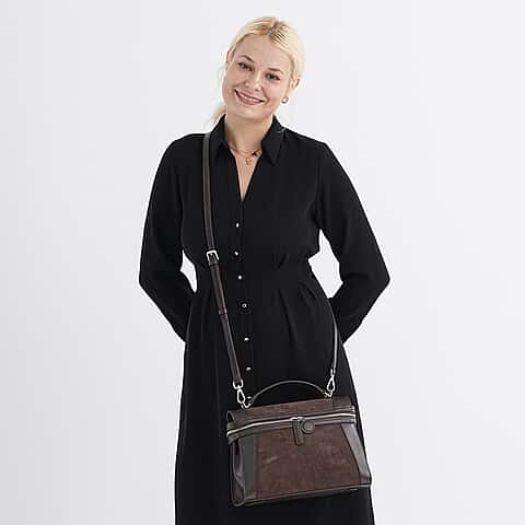 Grand Pelle Genuine Leather Satchel Handbag with Shoulder Strap ...