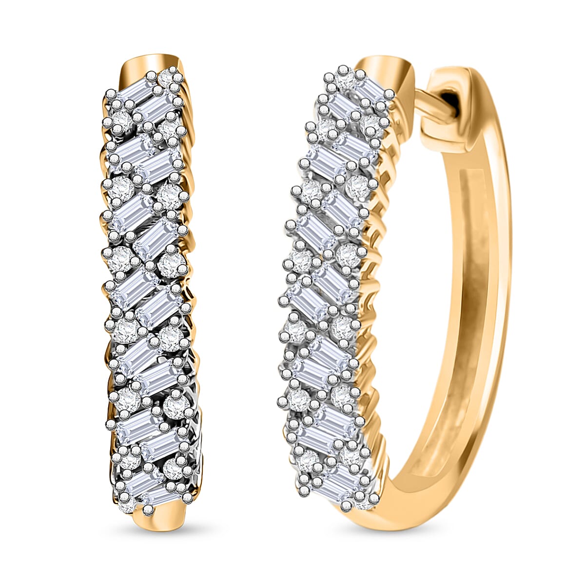 D'Joy Moissanite Firecracker Cluster Hoop Earrings in 18K Yellow Gold ...