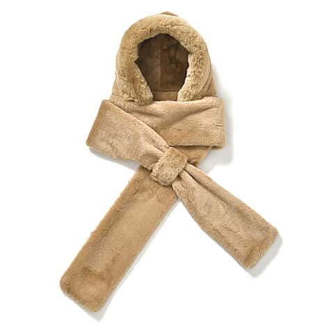 Super Soft Plush Hat and Scarf Set - Light Brown - 8273243 - TJC
