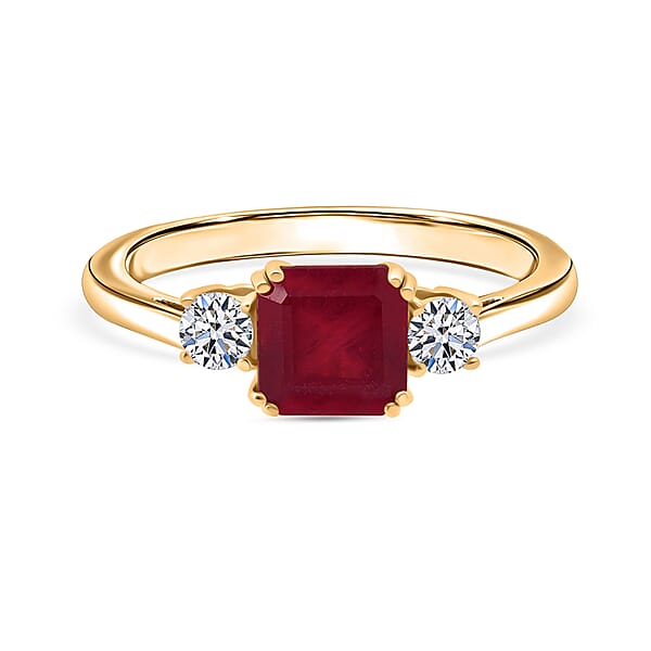 LUXURIANT 1.85 Ct. African Ruby, Lab Grown Diamond Ring in Yellow Gold ...