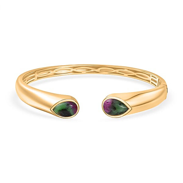 EverTrue Ruby Zoisite Full Bangle (Size 7.5) in Yellow Gold Plated 8.65 ...