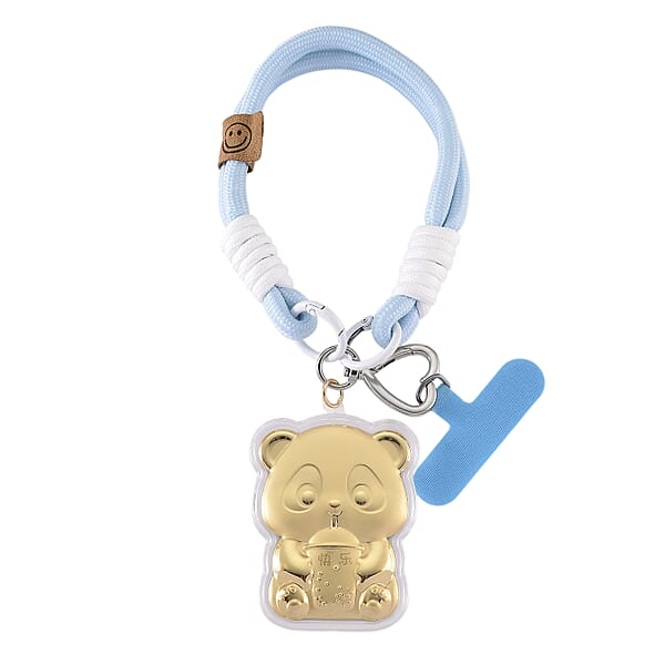 24K Yellow Gold Panda Key Chain with Blue and White Rope - 8285298 - TJC