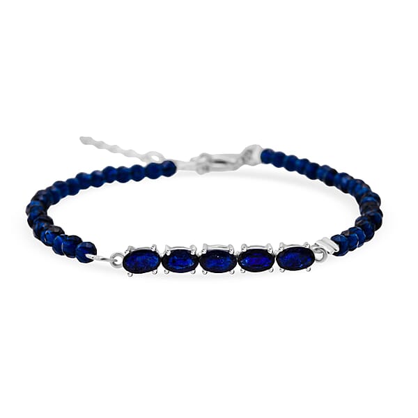 Masoala Sapphire Bracelet (Size - 7.5- 1.5 Inch) in Rhodium Overlay ...