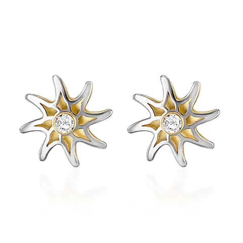9K Yellow & White Gold Star Earring with Push Back - 8312994 - TJC