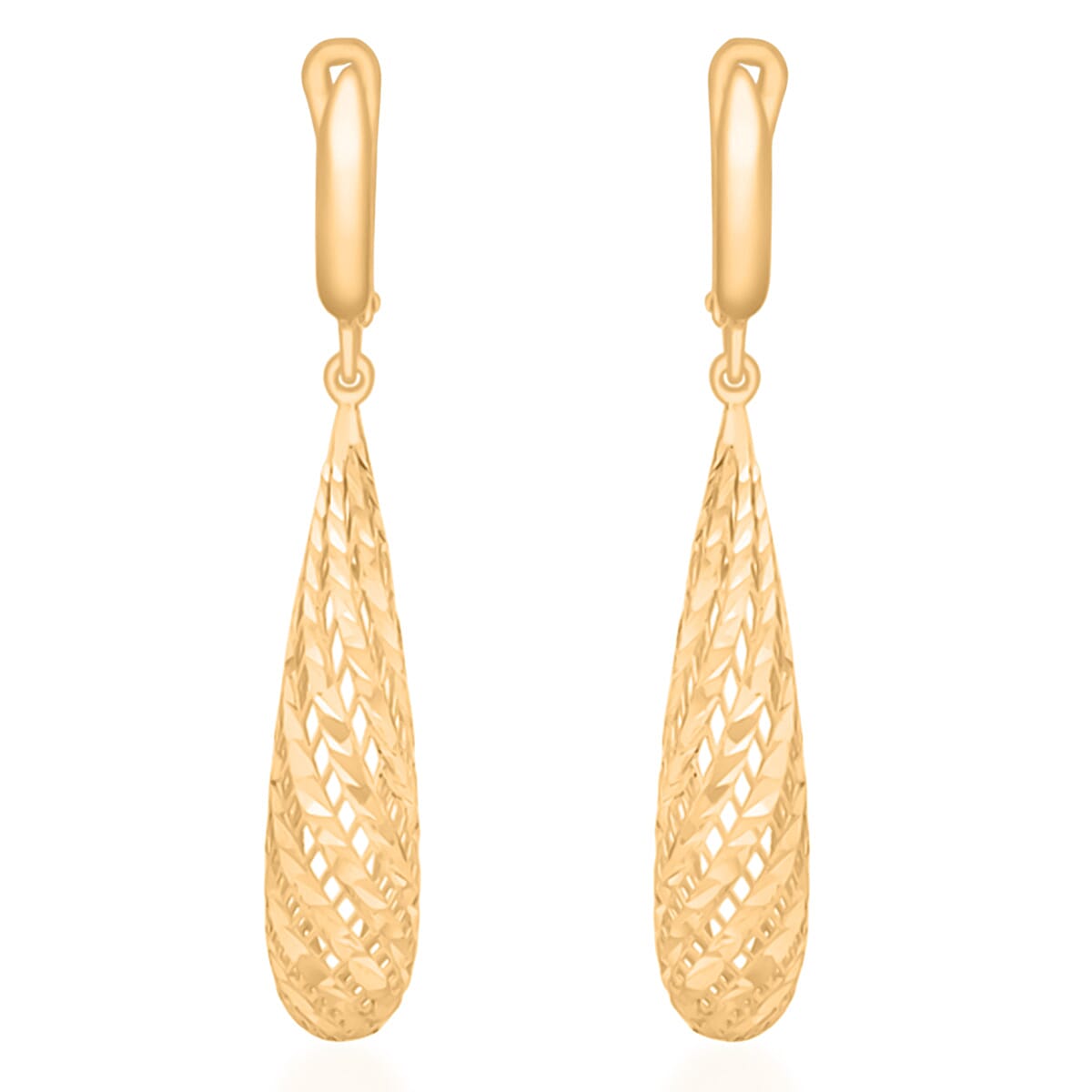 Designer Inspired - 9K Yellow Gold Long Drop Earring with Clasp ...