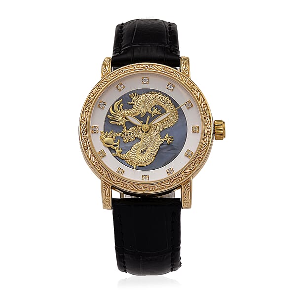 GENOA TIME V2 Dragon Series Quartz Miyota 2035 3ATM WR Black MOP Dial ...