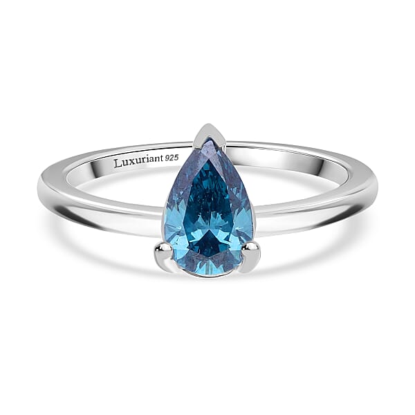 Luxuriant Lab Grown Blue Diamond Ring in Sterling Silver 1.000 Ct ...