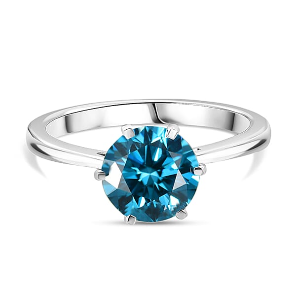 2 Ct. Lab Grown Blue Diamond Solitaire Engagement Ring | TJC UK