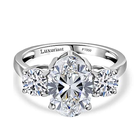 LUXURIANT 4 Ct. Lab Grown Diamond Trilogy Ring in 950 Platinum ...