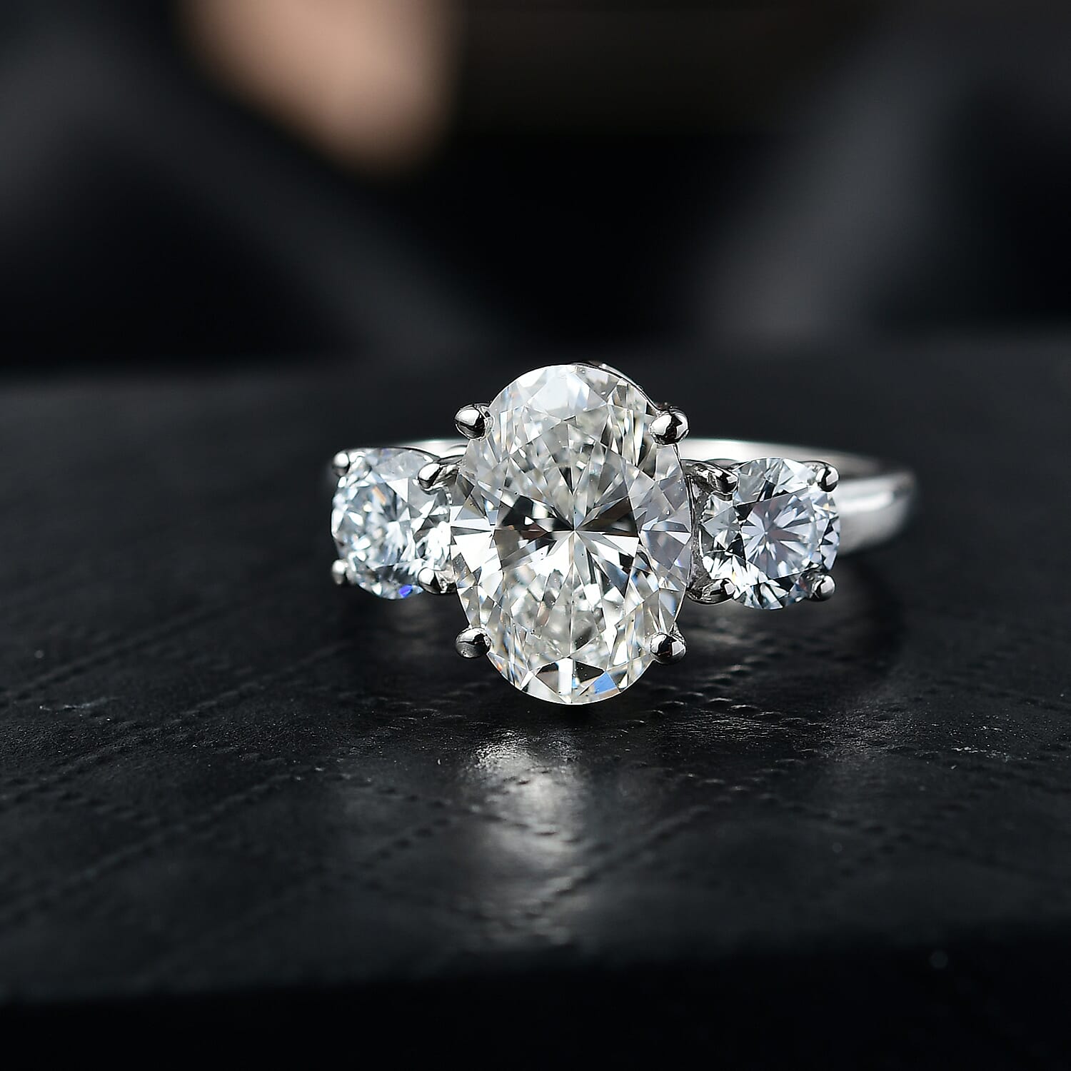 LUXURIANT 4 Ct. Lab Grown Diamond Trilogy Ring in 950 Platinum ...