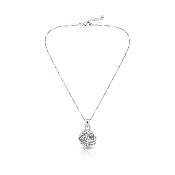 Sterling Silver Rhodium Overlay Knot Pendant - 8376252 - TJC