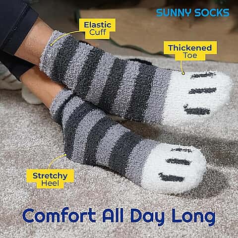 SUNNY SOCKS 6 Pairs Cute Cat Paw Socks for Women (Size 3 to 7 ...