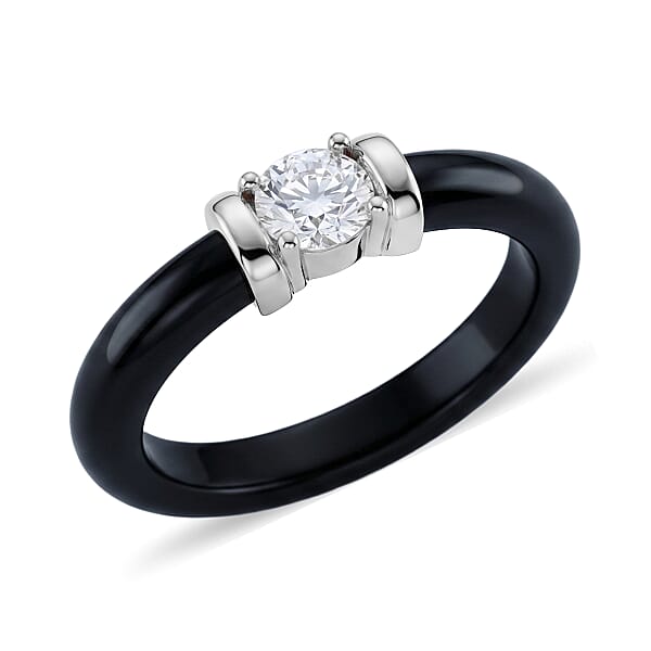 D'Joy - GRA Certified (D-VVS1) Moissanite & Boots Black Jade Band Ring ...