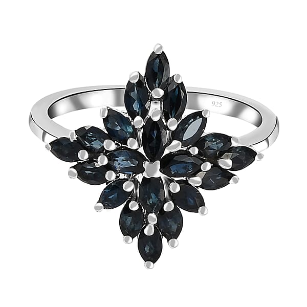 Floral Monte Belo Indicolite Ring in Platinum Plated Sterling Silver 1. ...