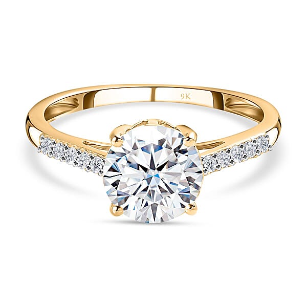 9K Yellow Gold Moissanite Classic Solitaire Ring 1.58 Ct - 8846740 - TJC
