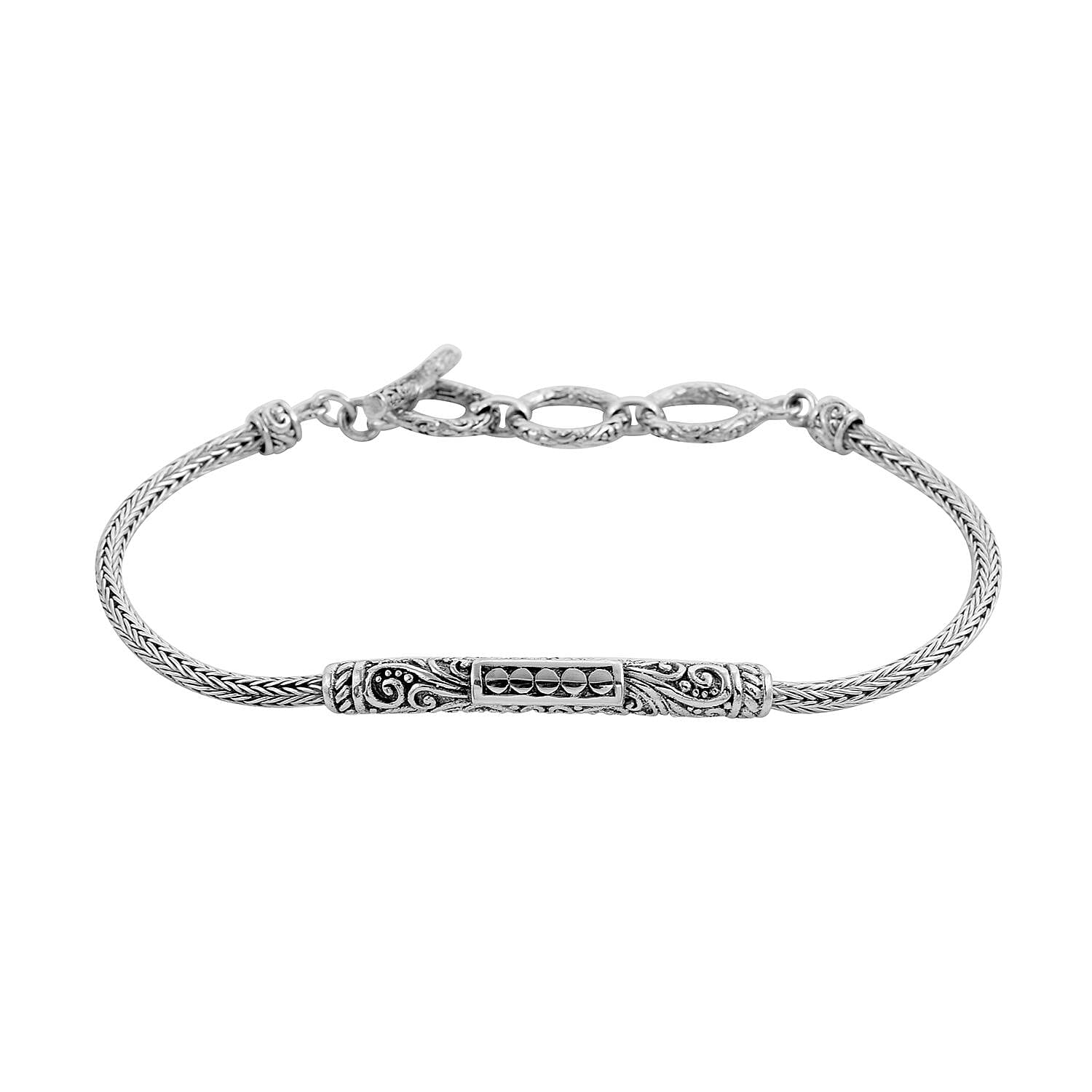 Royal Bali Collection Sterling Silver Bracelet Size 8.0 8.5 9.0 inch with Extender Silver Wt. 14.00 Gms. 8853072 TJC