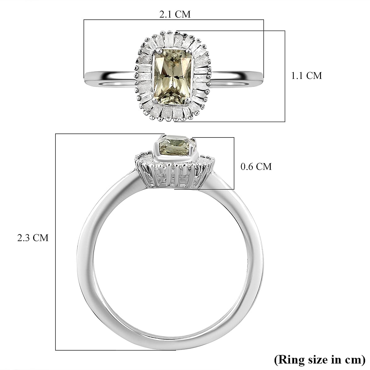 Turkizite Halo Ring with Diamond Ring in Platinum Plated Sterling ...