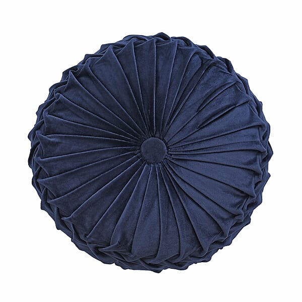 Luxury Range Round Velvet Cushion (Size 35x35x10 Cm) - Navy - 8882038 - TJC