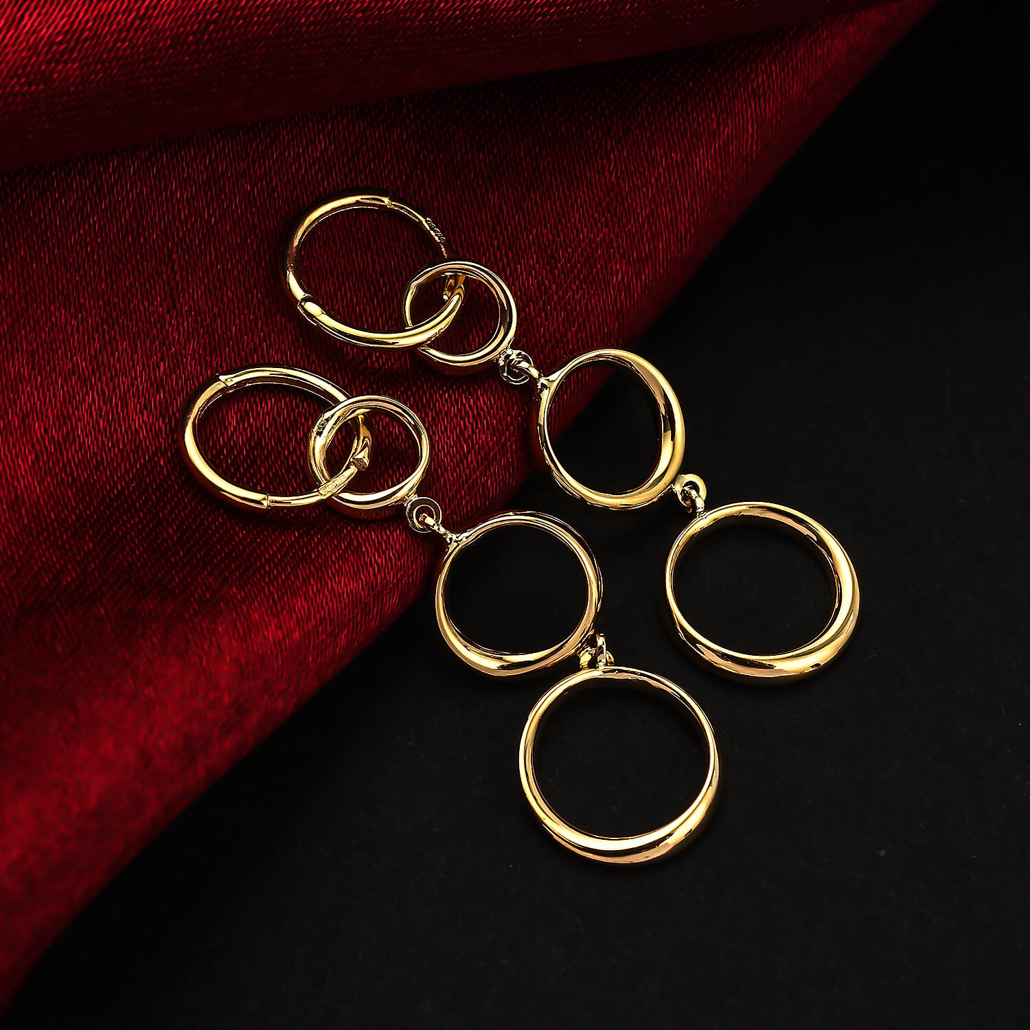 Close Out Deal - 9K Yellow Gold Circle Drop Detachable Earrings (with ...